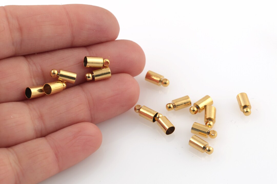İnner 3.5mm Gold Plated End Caps, Cord End, Gold Plated Beads Cap, Cord ...
