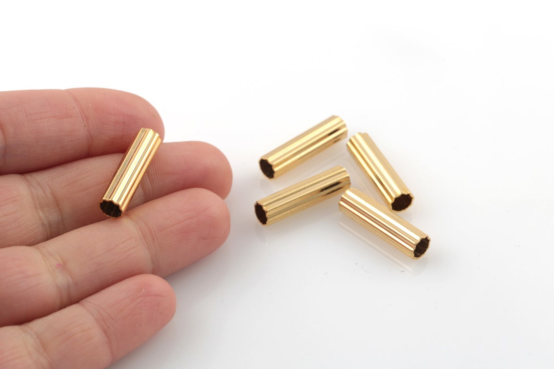 5.5x20mm 24k Gold Plated Tube Beads, Gold Plated Straight Tube, Pipe ...