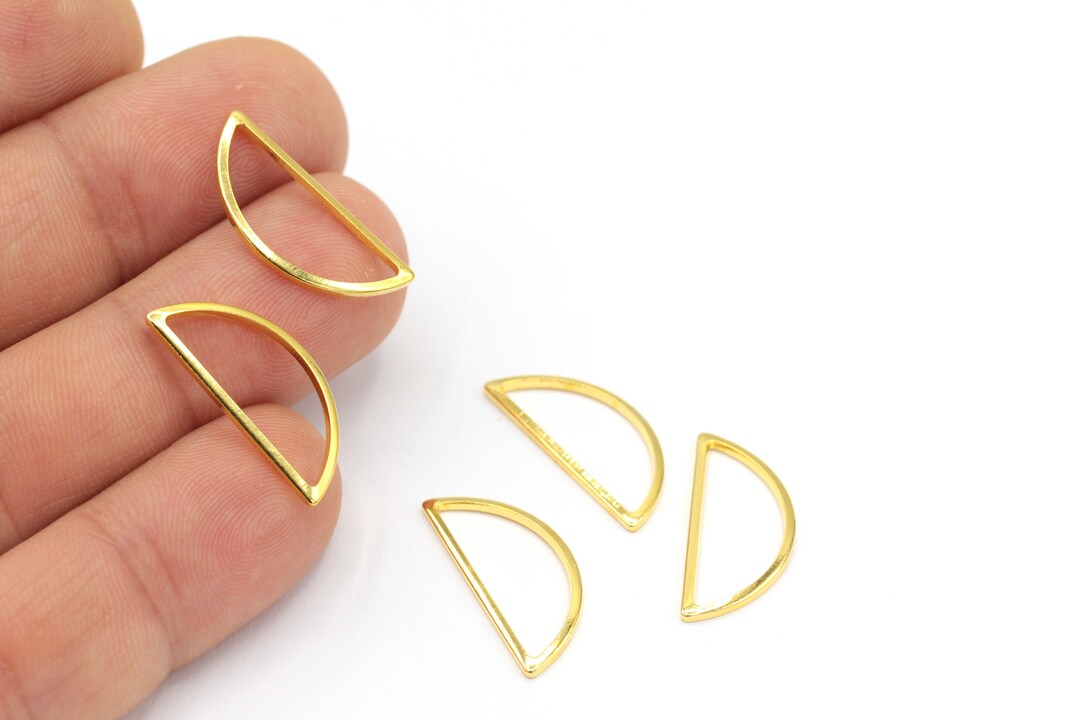 24k Gold Plated Half Round Charms, Half Circle Jewelry, Half Round Wire ...