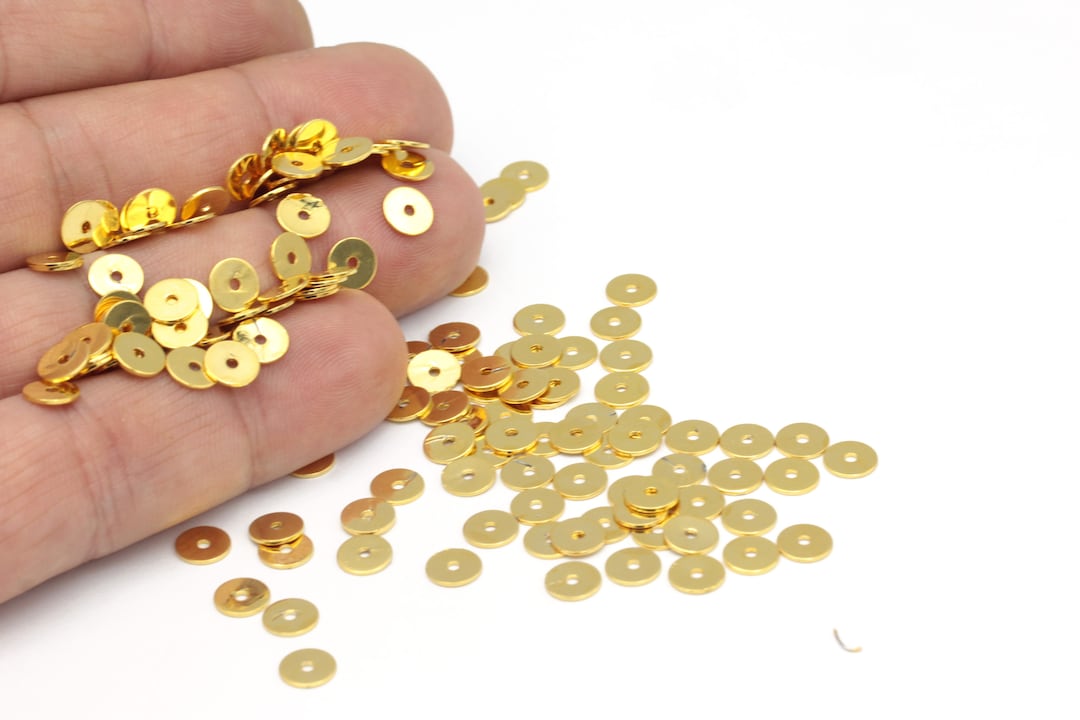 6 Mm 24k Gold Plated Disc Charms, Round Connector, Stamped Disc, Coins ...