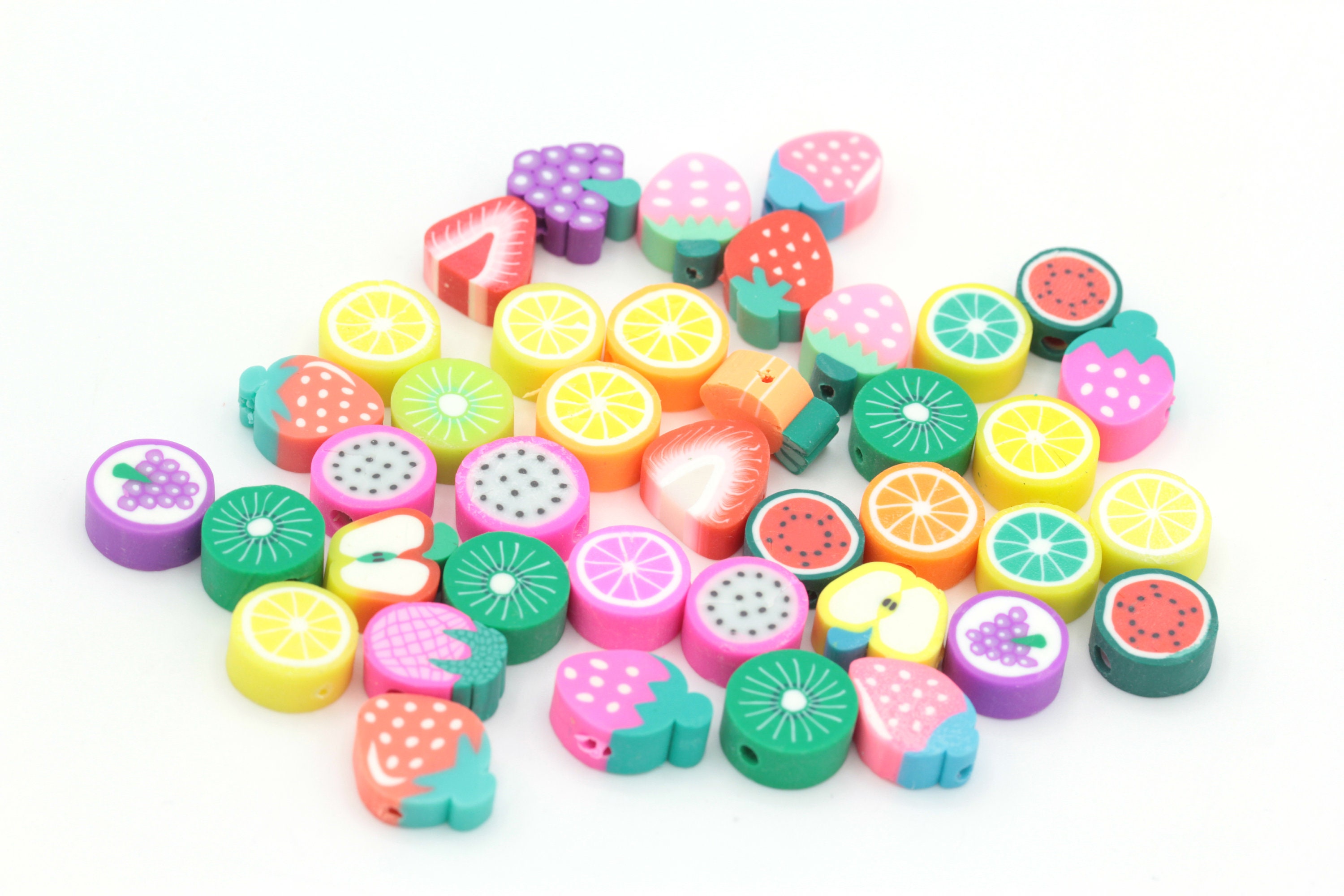 10 Pcs Fruit Polymer Fimo Clay Beads Mix Fruit Fimo Beads - Etsy