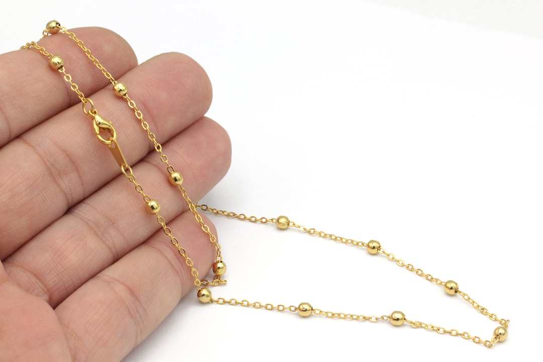 24k Gold Plated Ball Chains, Gold Plated Finished Chains, Dainty Chains ...