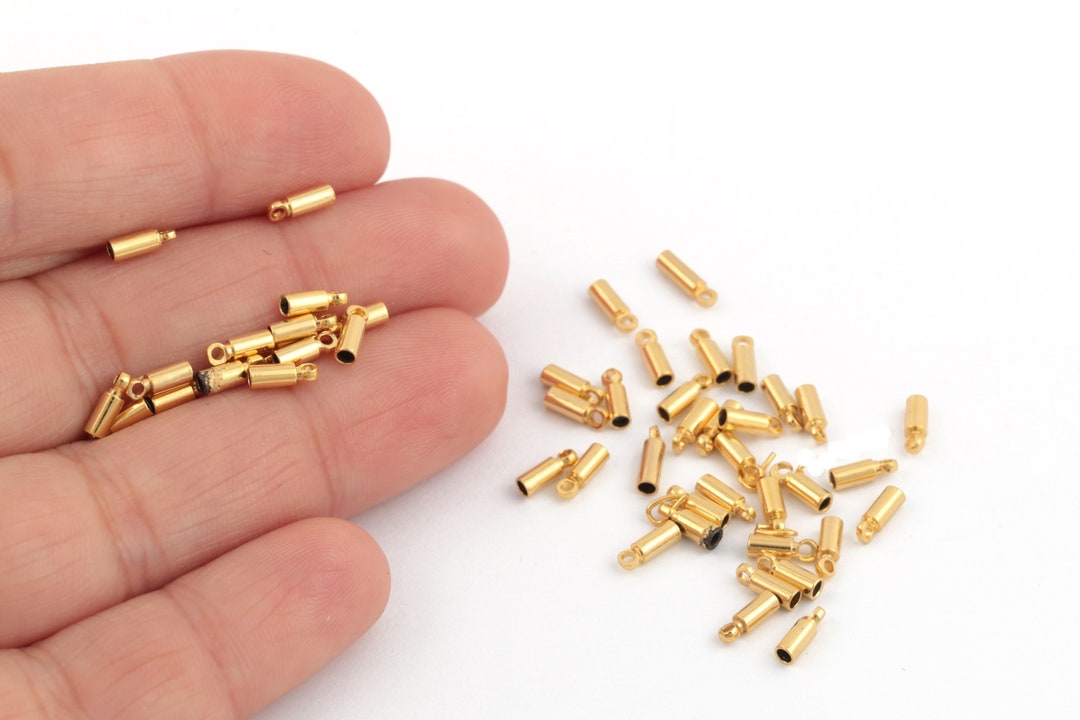 İnner 1.5mm Gold Plated End Cap, Cord End, Gold Plated Beads Cap, Huge ...