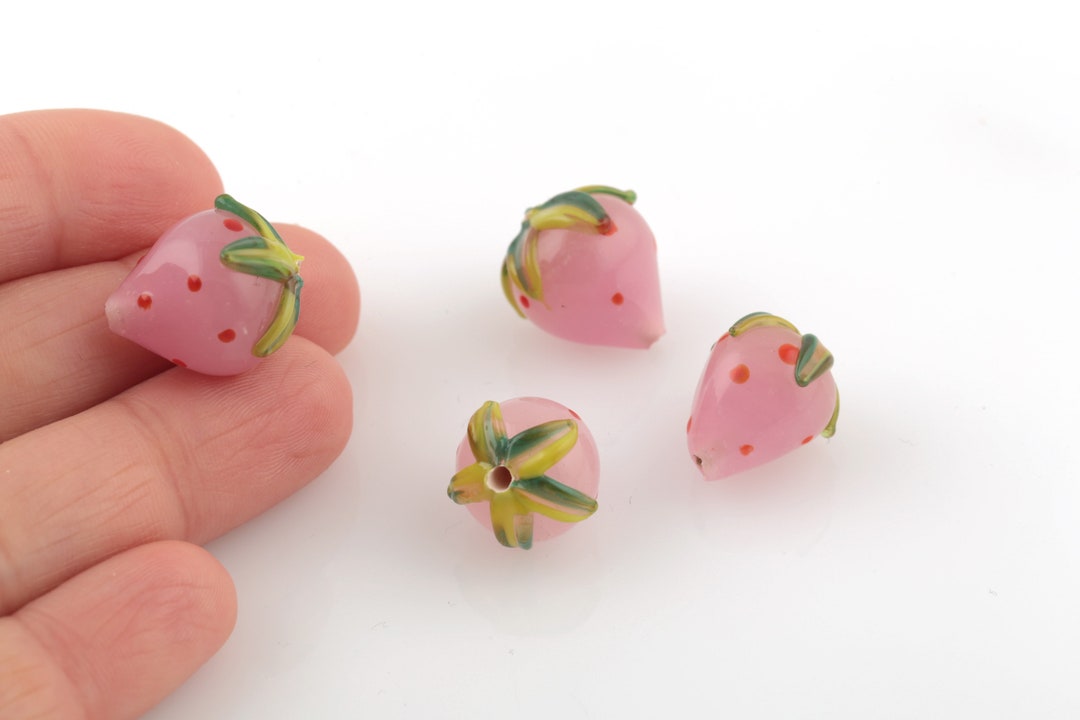 12x14mm Hand Made Murano Glass Strawberry Beads, Murano Fruit Beads ...