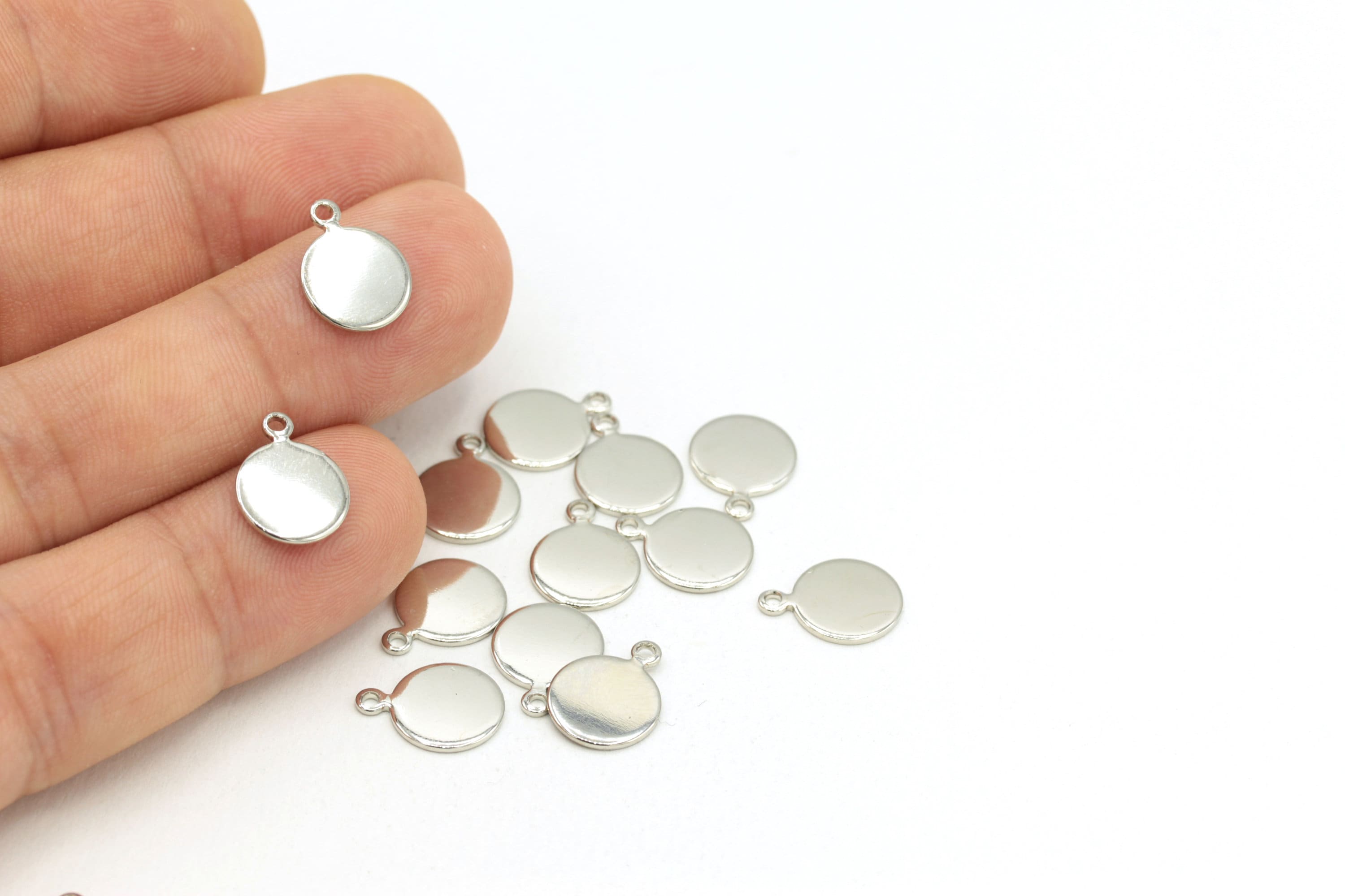 10mm silver Plated Round Charms Round Disc silver Plated - Etsy UK