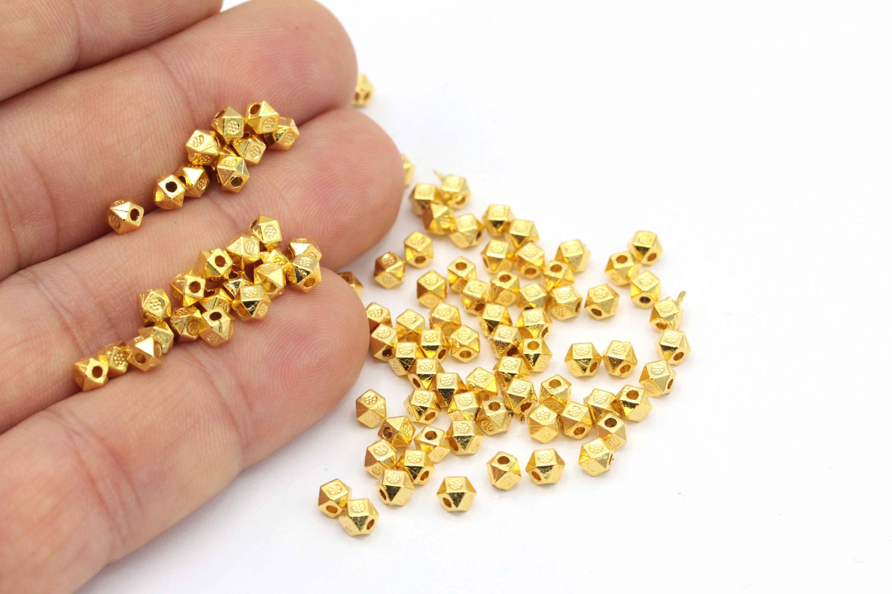 24k Gold Plated Triangle Beads Charm, Prism Beads, Triangle Spacer ...