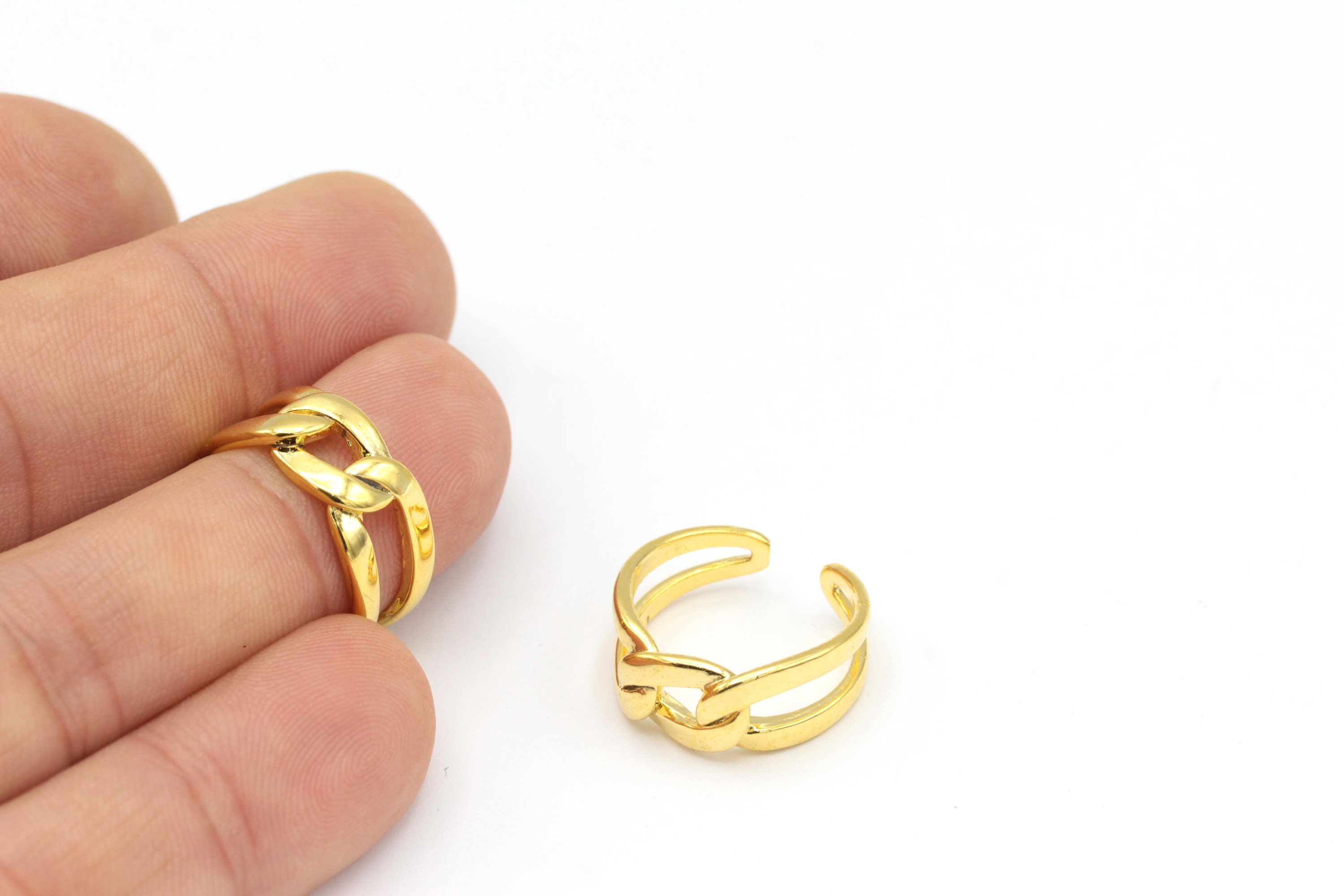 24k Gold Plated Adjustable Rings Dainty Rings Chain Ring - Etsy