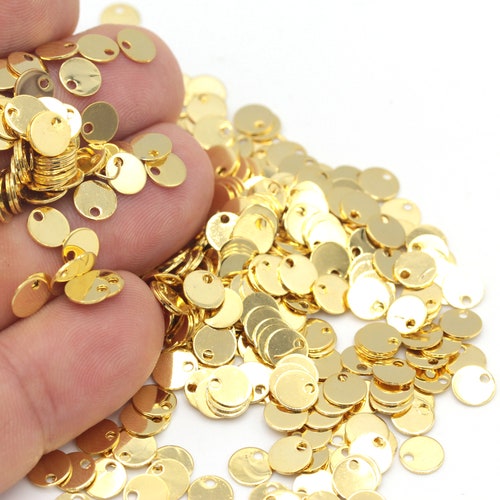 10 Pcs 8mm 24k Gold Plated Round Charms Round Disc Gold - Etsy
