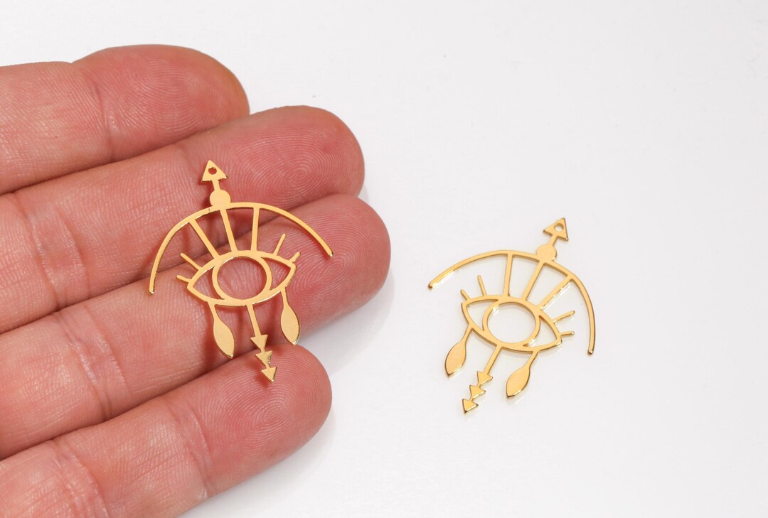 24k Gold Plated Third Eye Power Pendant, Mystic Eye and Arrow Pendant ...