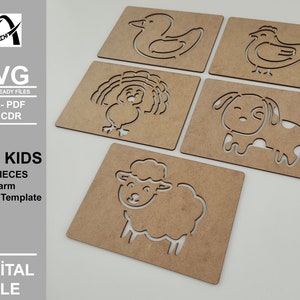 Montessori Farm Animals Template - Line Exercise - Digital Laser Ready ...