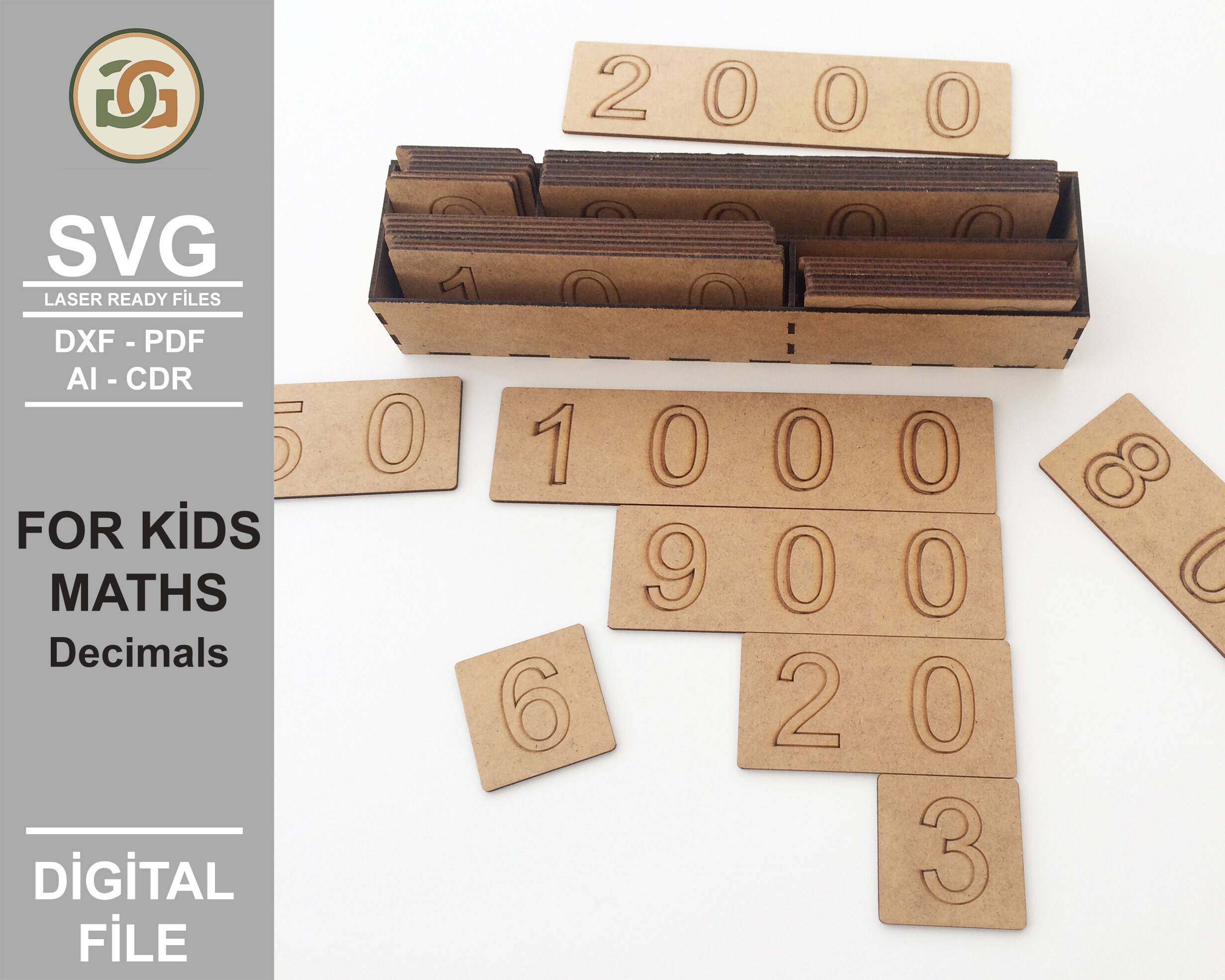 Decimal Kids Game Set Montessori Wooden Toy Digital Laser - Etsy
