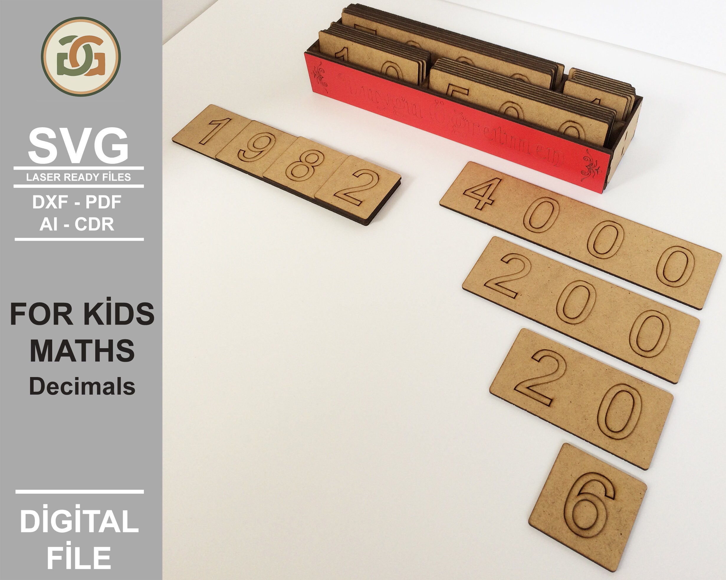 Decimal Kids Game Set Montessori Wooden Toy Digital Laser - Etsy