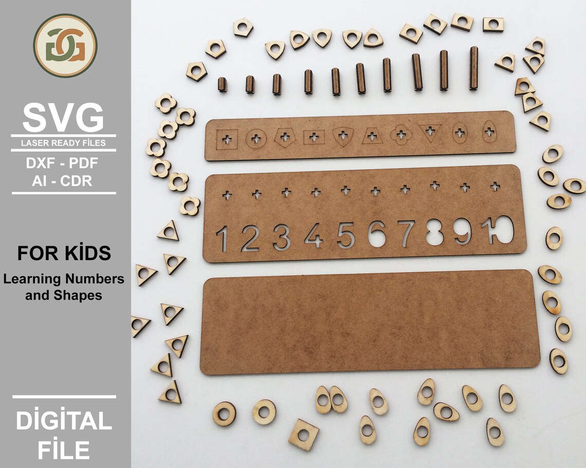 Laser Cut Kids Game Montessori Toy Number and Shapes | Etsy