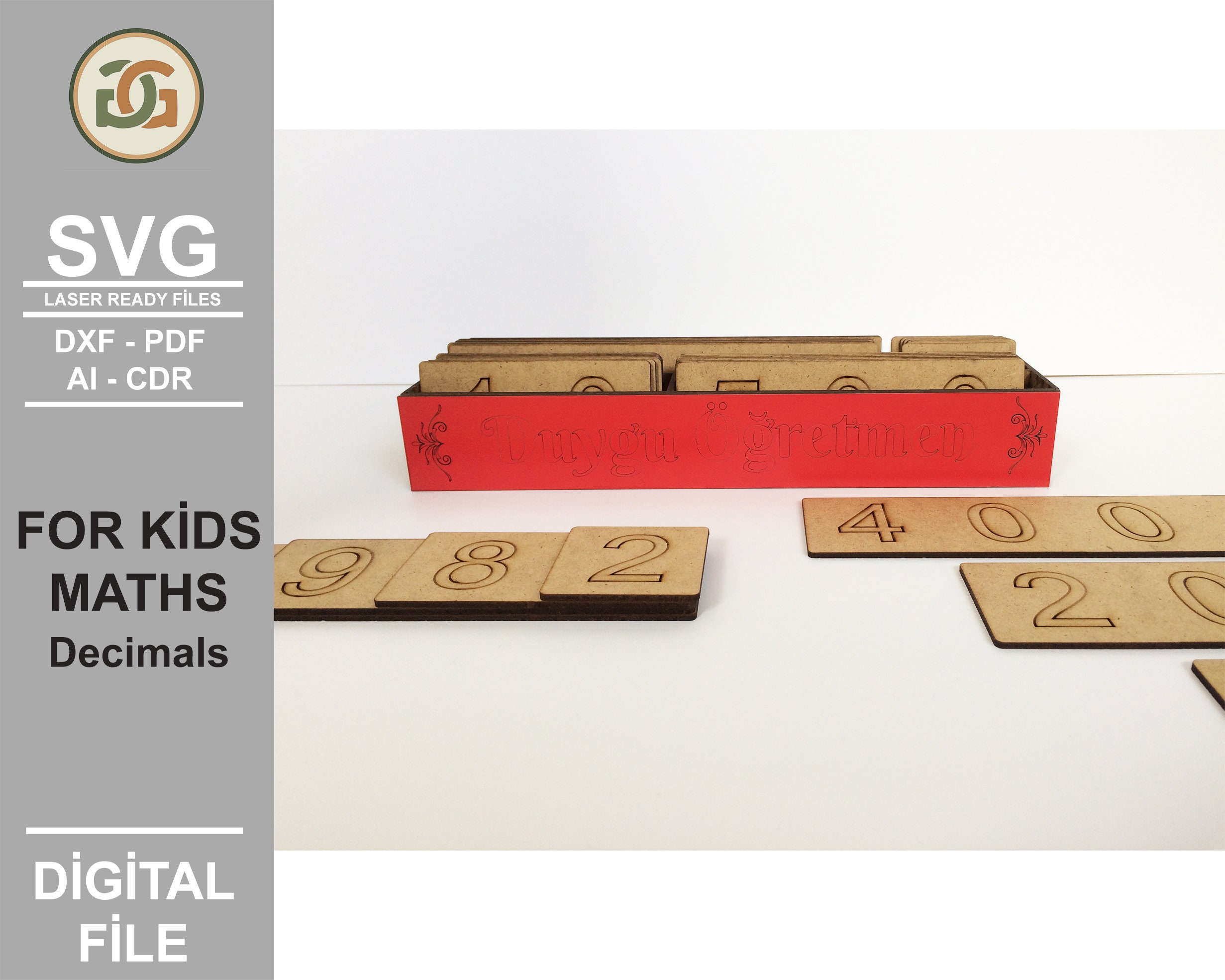 Decimal Kids Game Set Montessori Wooden Toy Digital Laser - Etsy