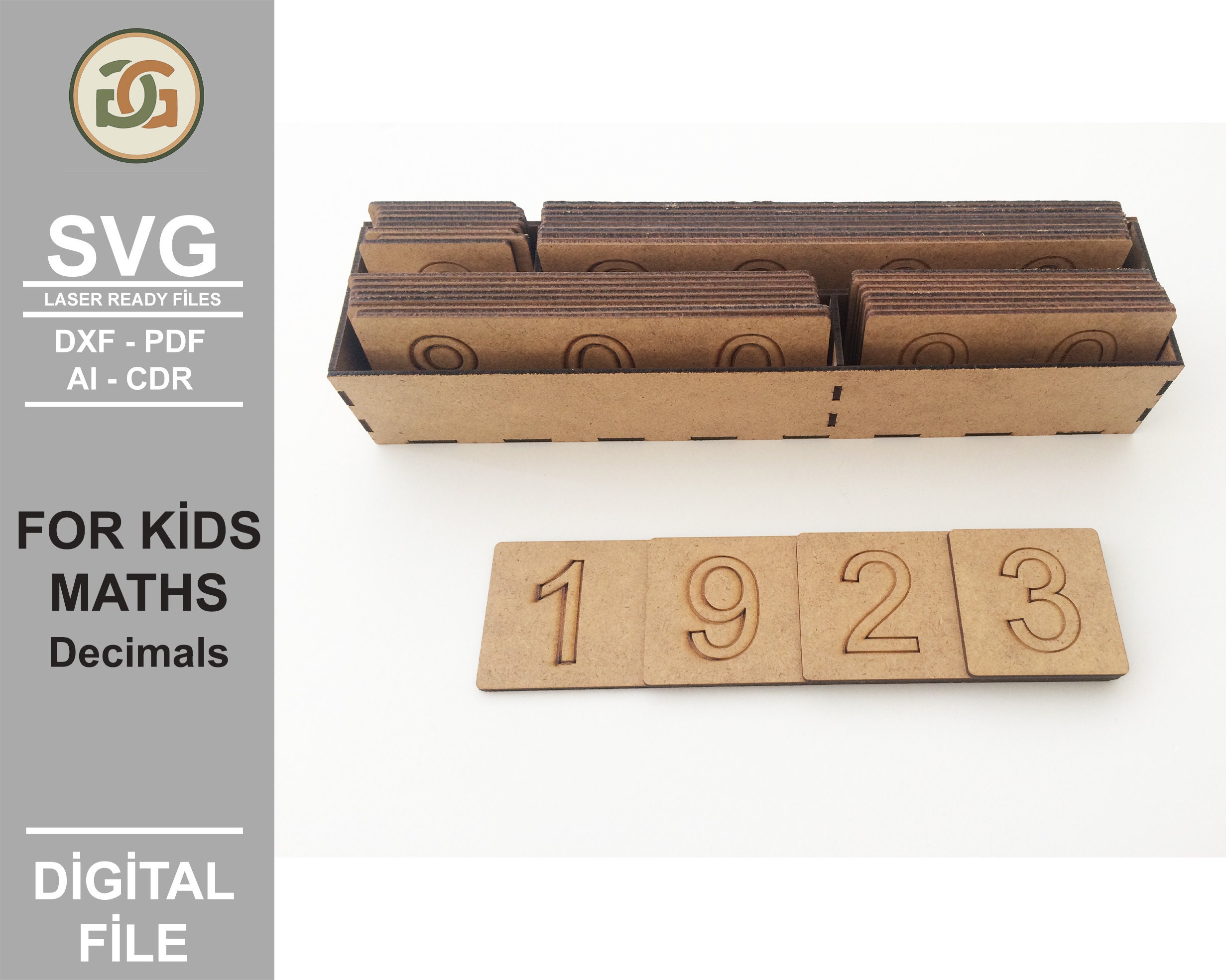 Decimal Kids Game Set Montessori Wooden Toy Digital Laser - Etsy