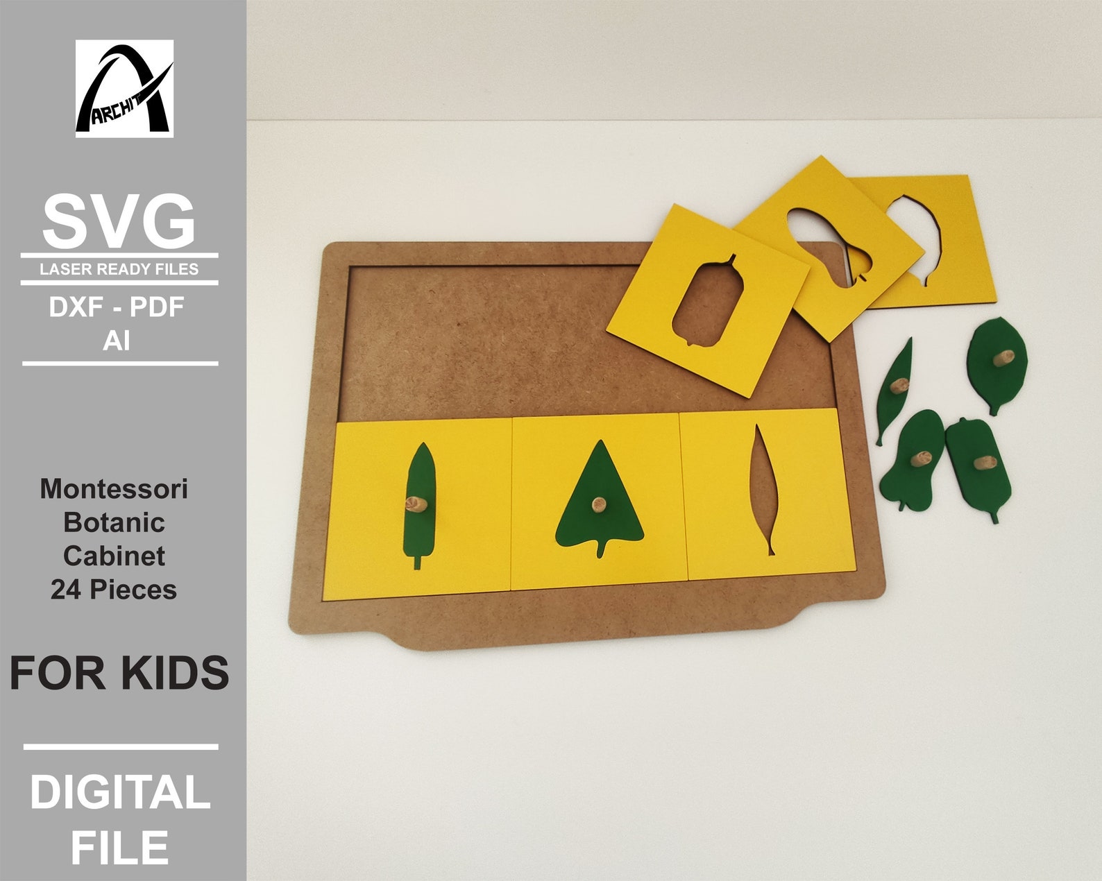 Montessori Leaf Cabinet – Botany Shapes, Laser Cut Files (digital ...