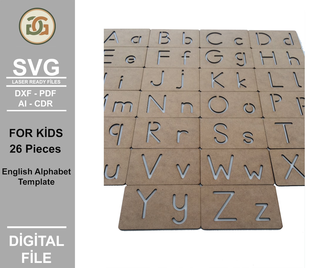 Laser Cut Kids Alphabet English Alphabet Digital Laser | Etsy