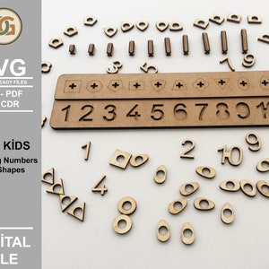 Laser Cut Kids Game - Montessori Toy - Number and Shapes - Digital ...
