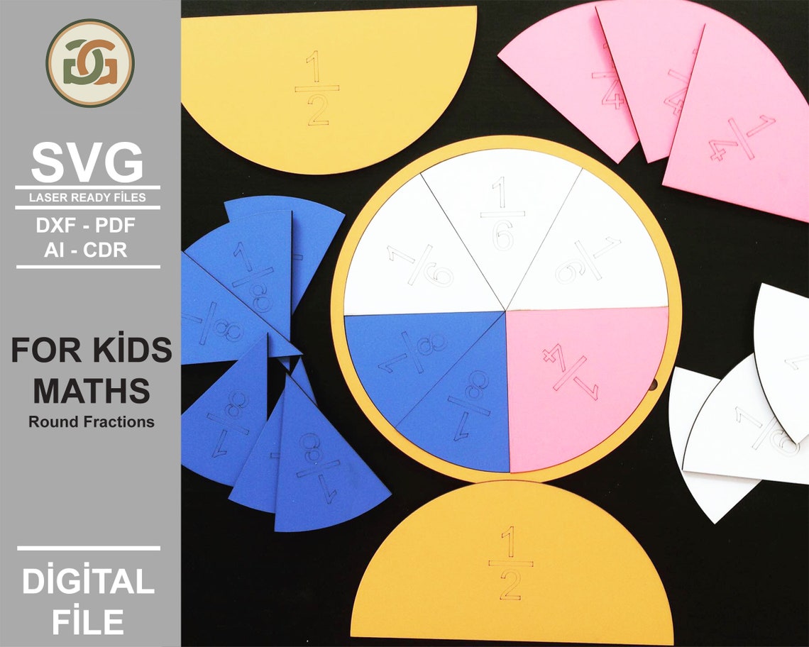 Montessori Round Fraction Math Game Educational Digital Laser Ready ...