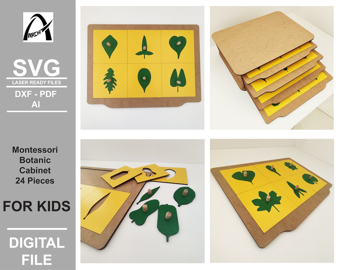 Montessori Leaf Cabinet – Botany Shapes, Laser Cut Files (digital ...