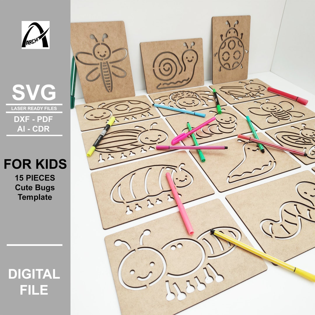 Montessori Bugs Template - Cute Insect - Line Exercise - Digital Laser ...
