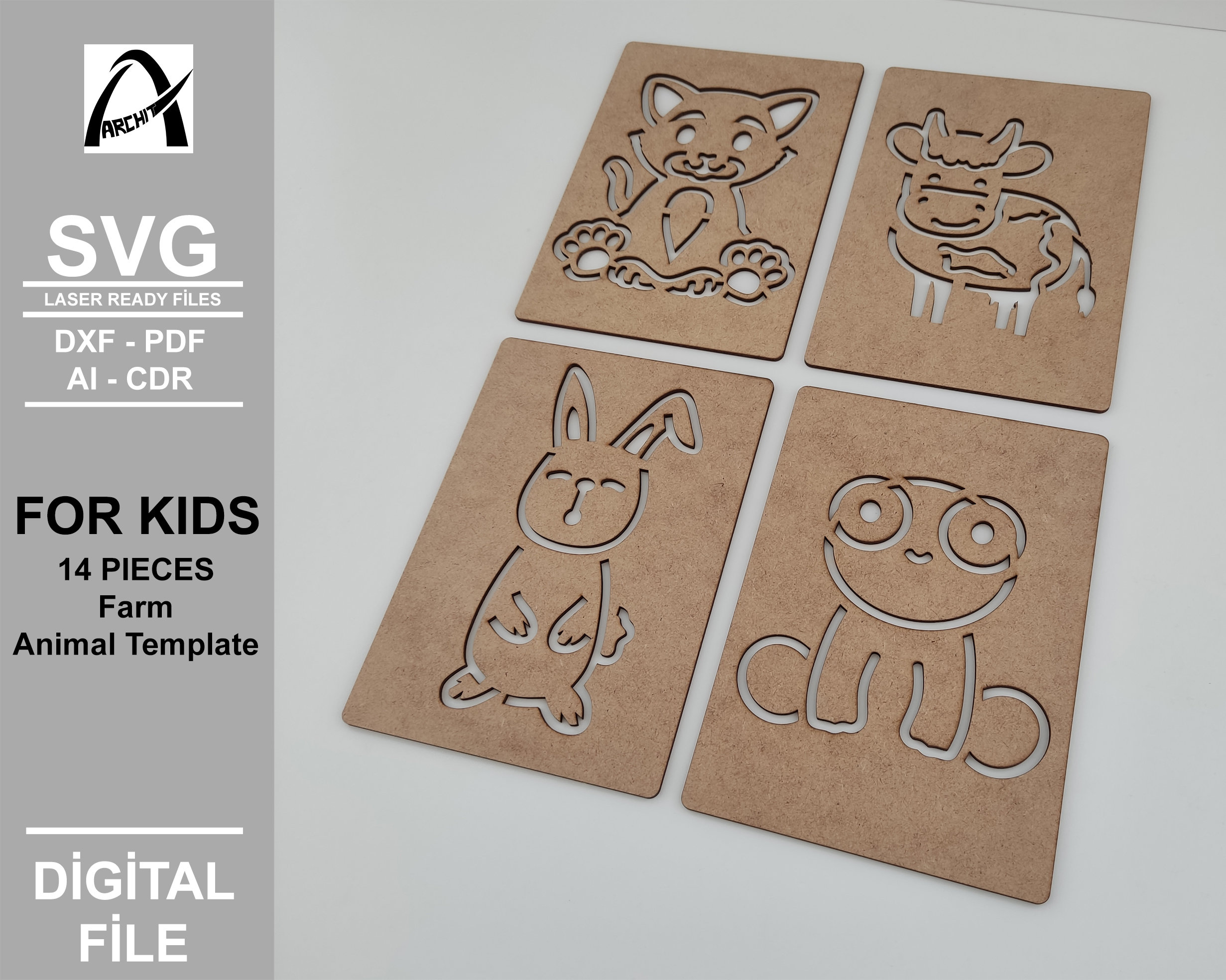 Montessori Farm Animals Template Line Exercise Digital - Etsy