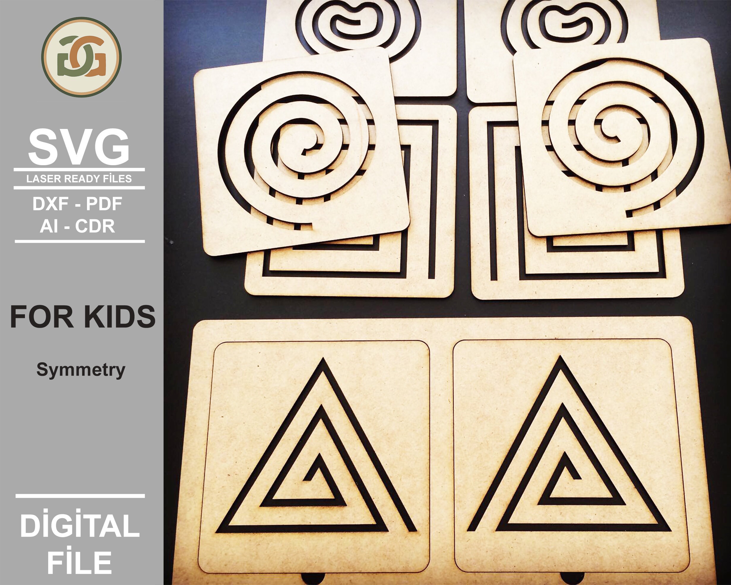 Symmetrical Montessori Set Digital Laser Ready Files SVG DXF PDF Hand ...