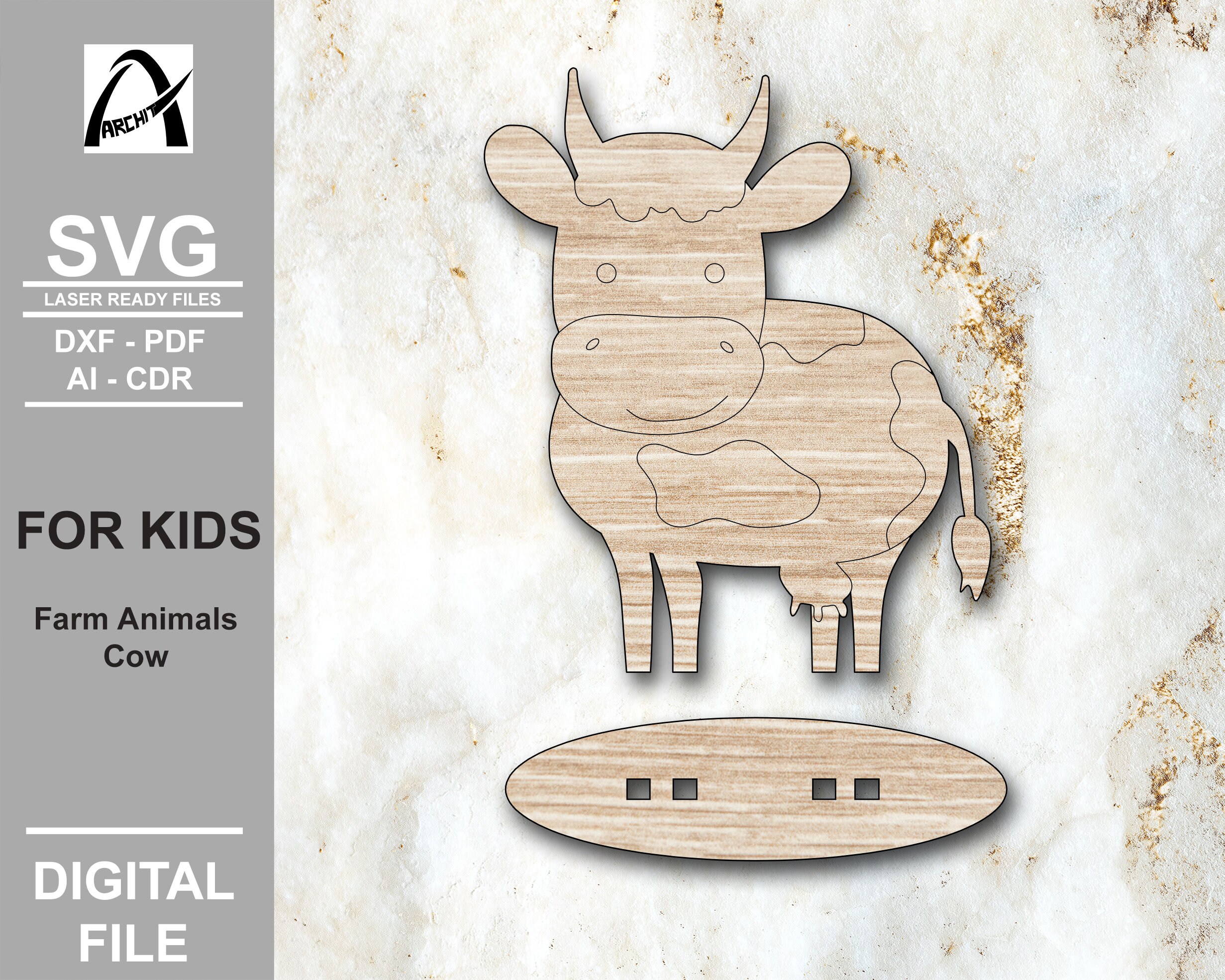 Farm Animals Cow Puzzle Montessori Wooden Kids Toy Digital - Etsy