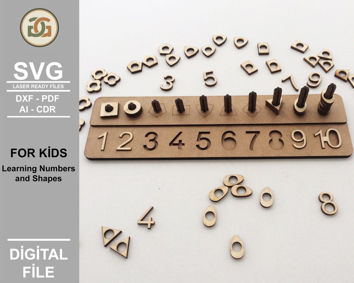 Laser Cut Kids Game Montessori Toy Number and Shapes | Etsy