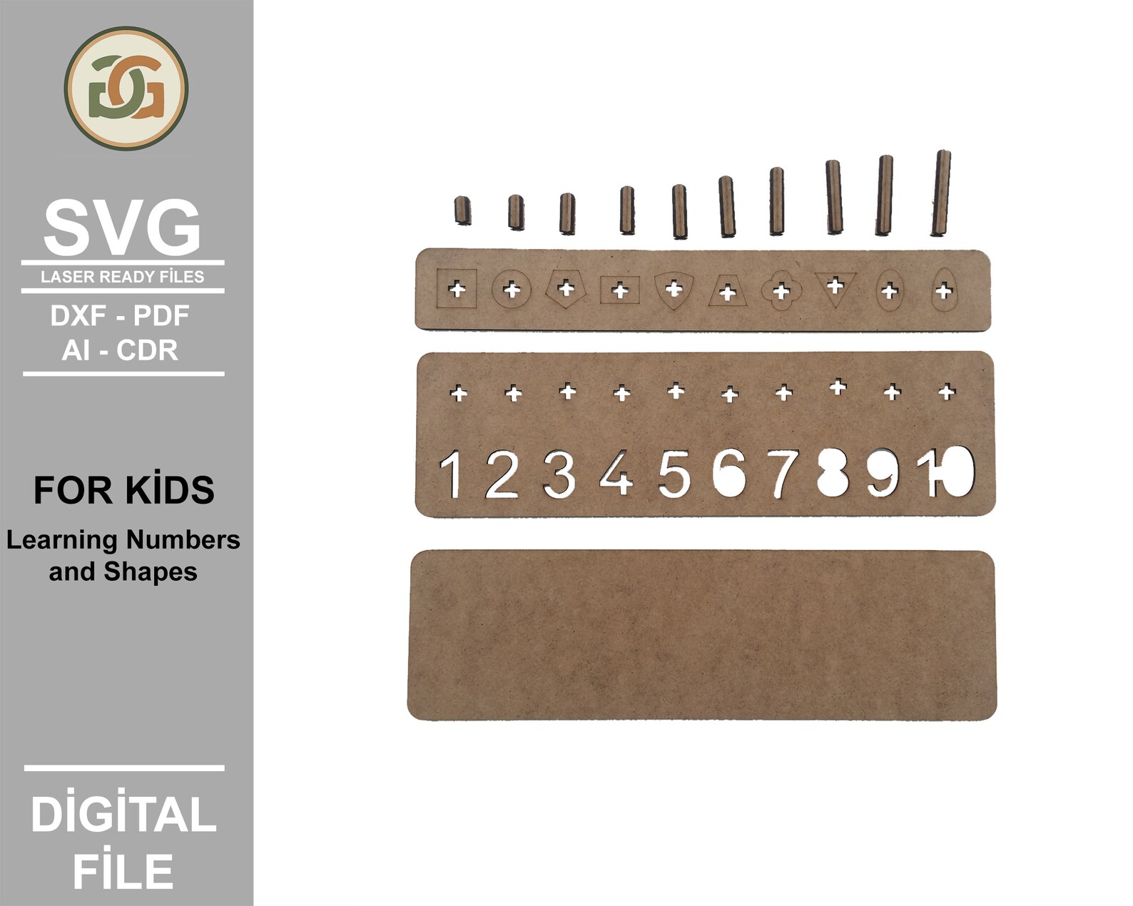 Laser Cut Kids Game Montessori Toy Number and Shapes | Etsy