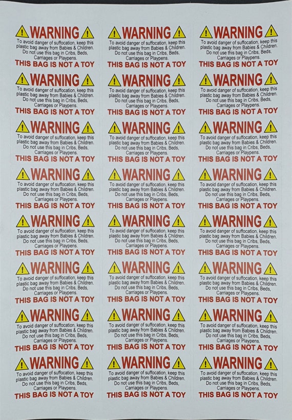 Child Safety Labels Danger of Suffocation A4 Labels 64mm - Etsy UK