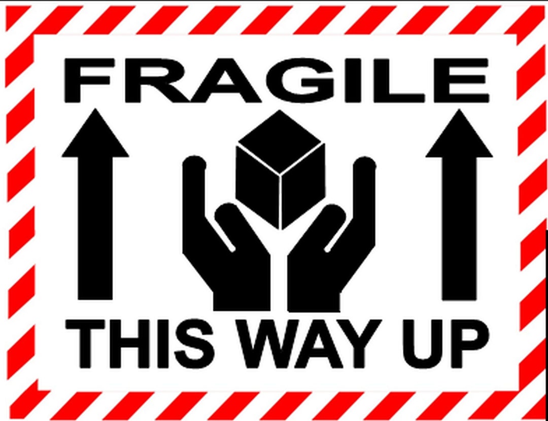 Fragile Box Hands This Way up Labels 2 X up Arrows 100mm X 75mm 4 X 3 ...