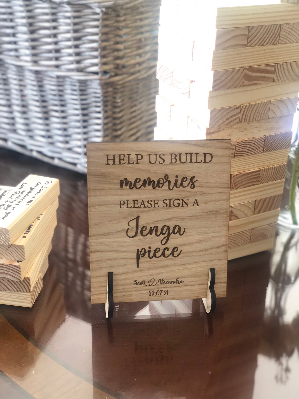 Wedding Sign, Oak Wedding Sign, Jenga Sign, Wedding Jenga Sign, Wedding ...