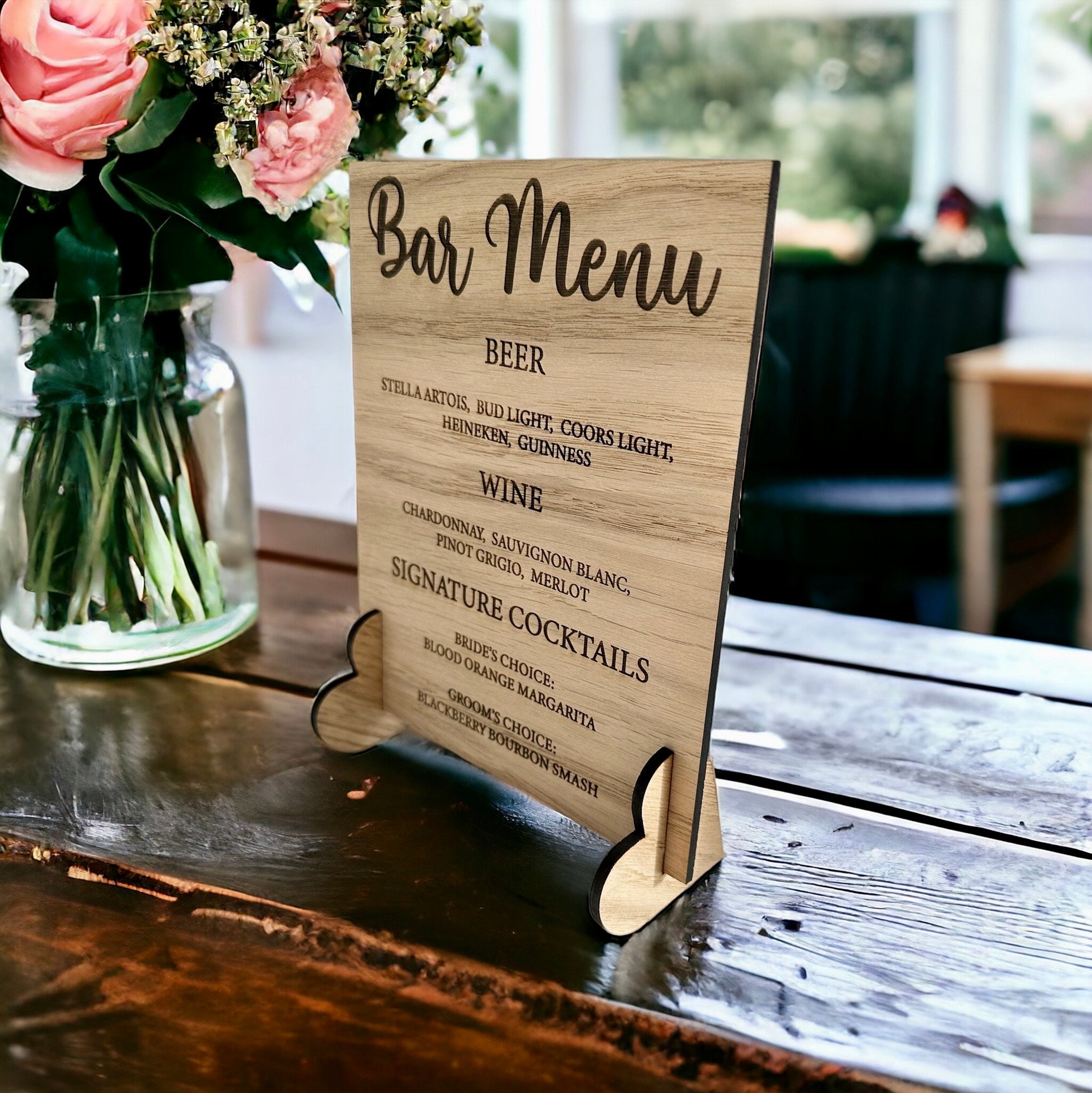 Wedding Bar Menu Sign, Wedding Cocktail Sign, Wedding Menu Sign, Rustic ...