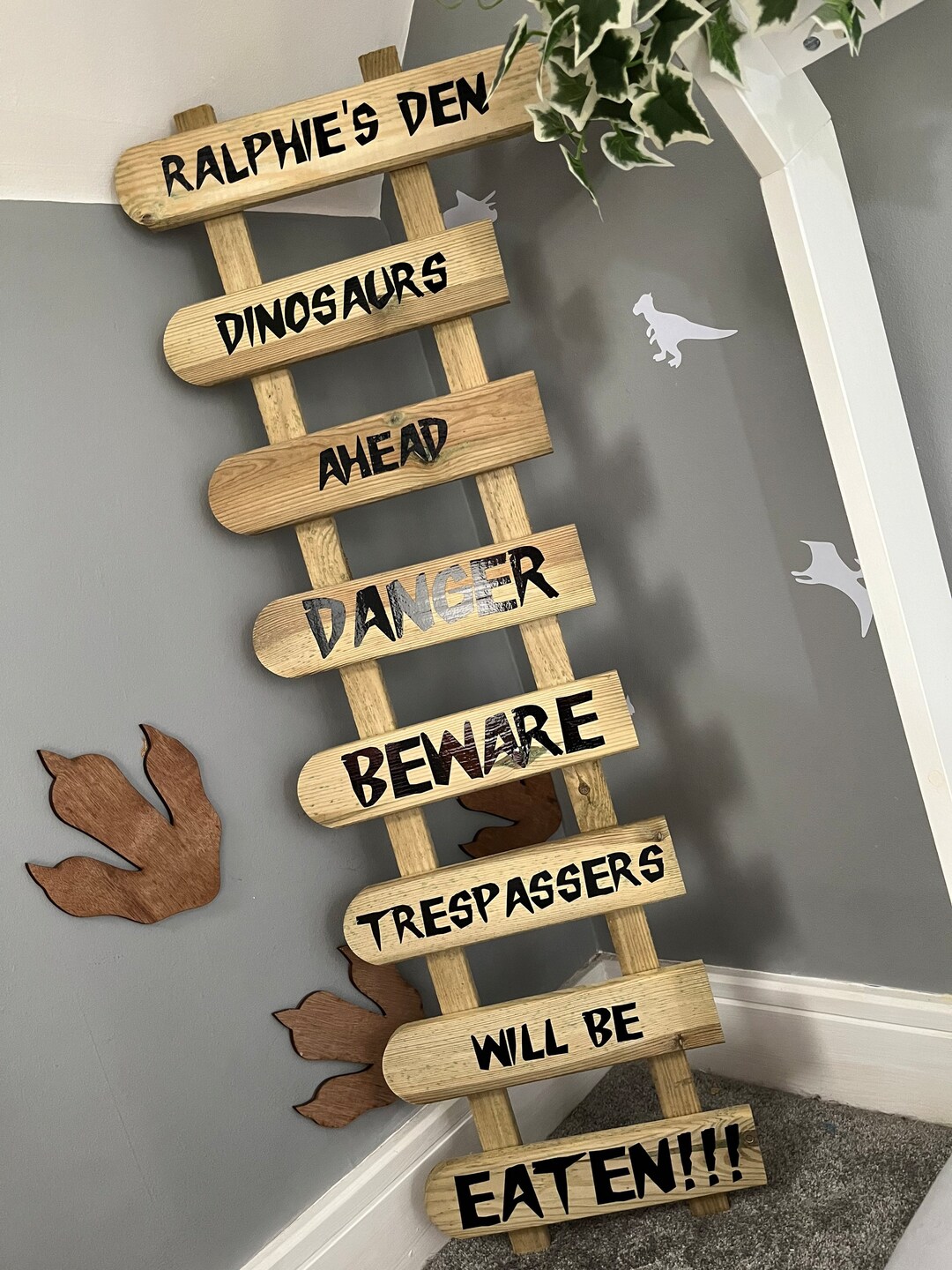 Large Sign Home Made Wooden Dinosaur Sign Bedroom Decoration Boys ...
