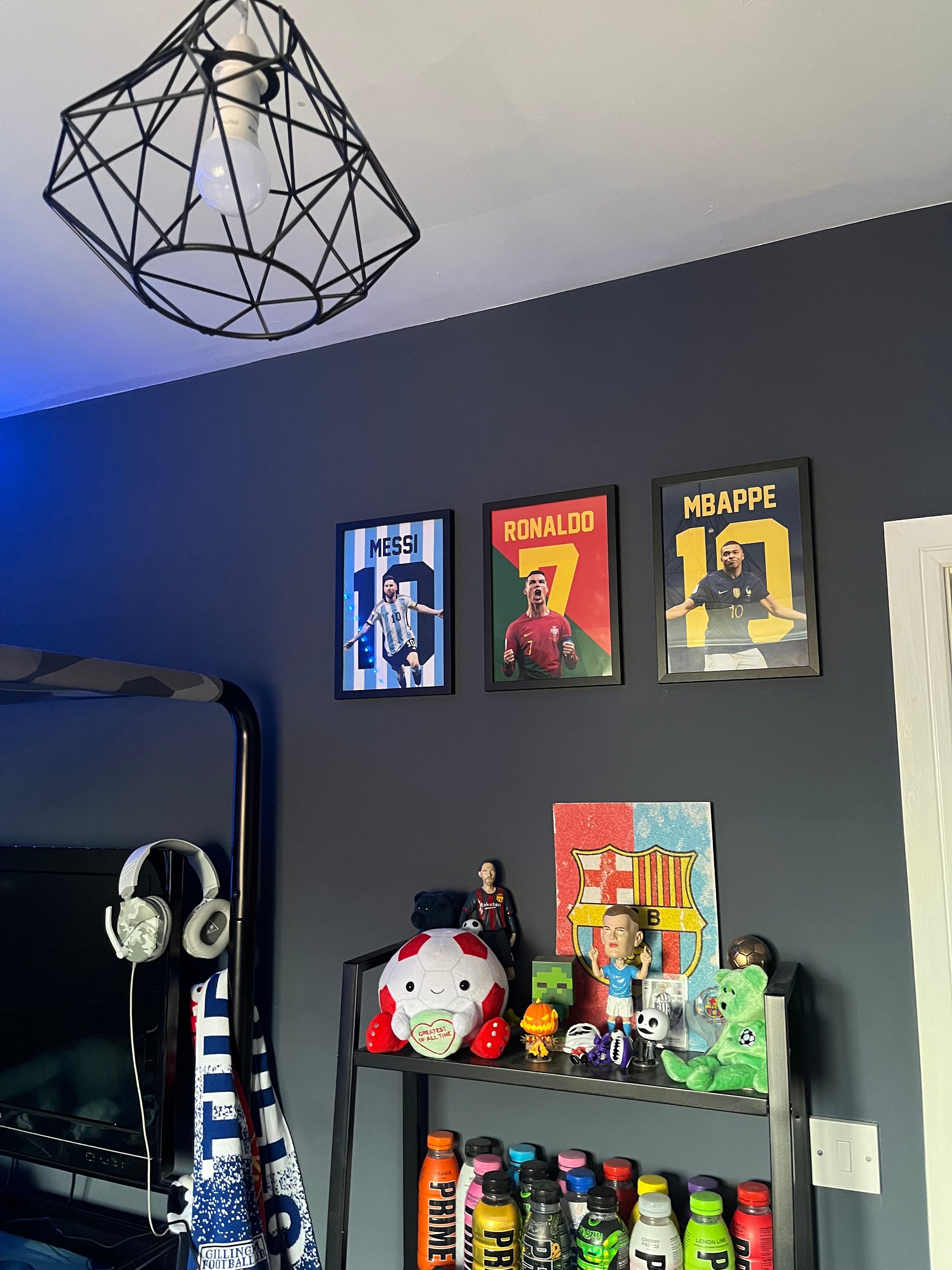 3 X A4 Framed Wall Art Prints Messi - Ronaldo - Mbappe Football Legends ...