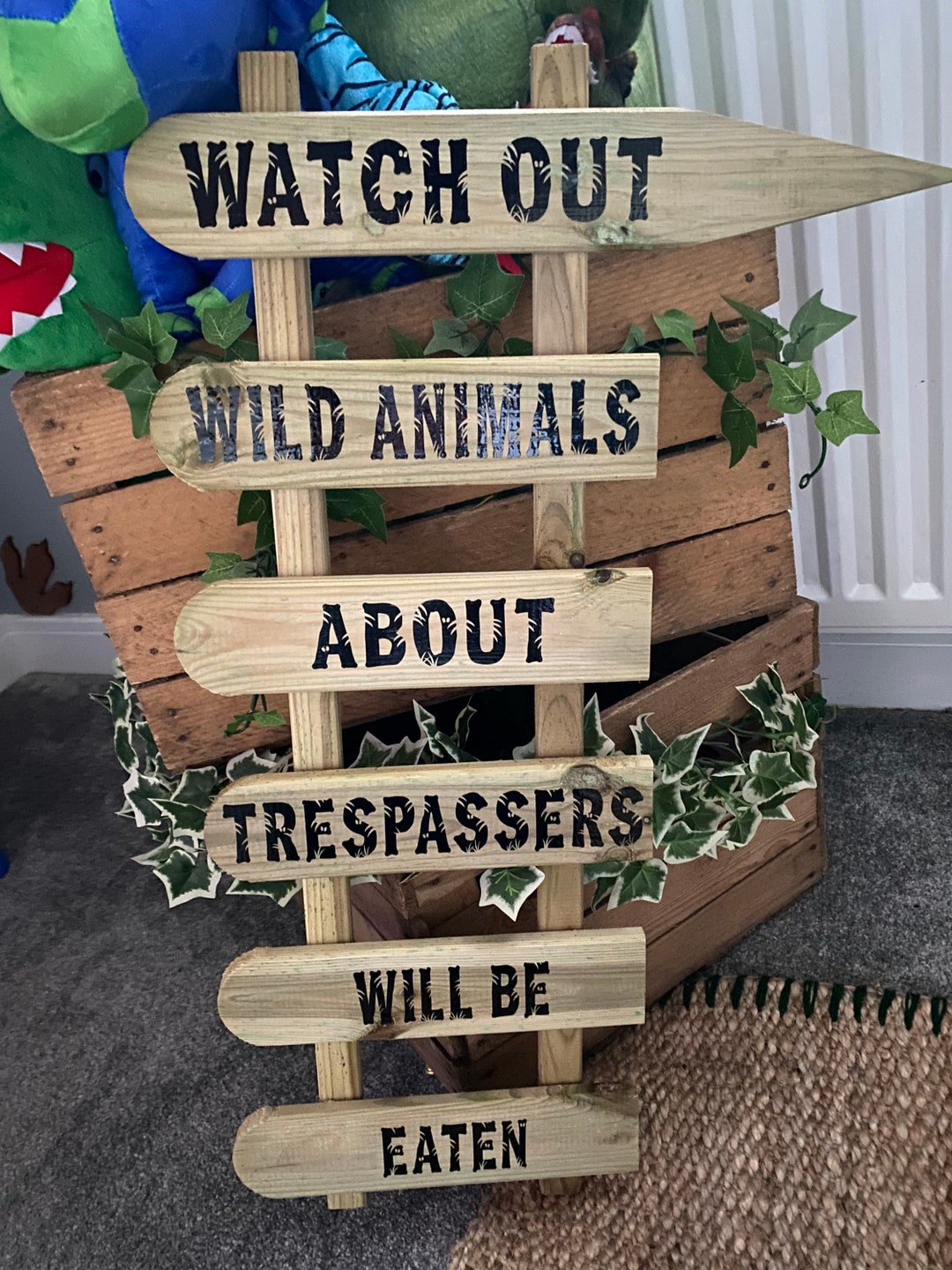 Home Made Wooden Safari Jungle Themed Sign Bedroom Decoration Boys ...