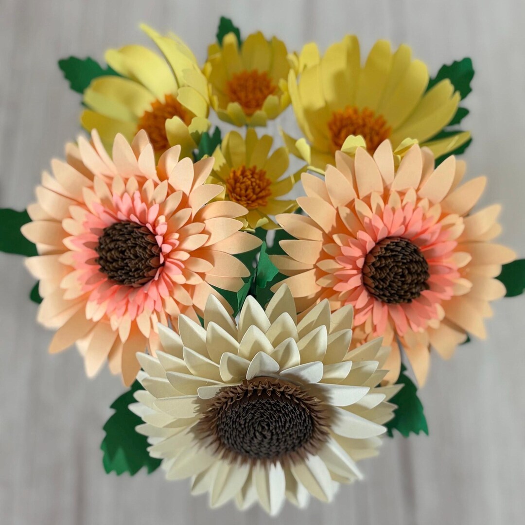 Handmade Paper Flower Bouquet With Sunflower & Gerbera Daisies- Gift ...