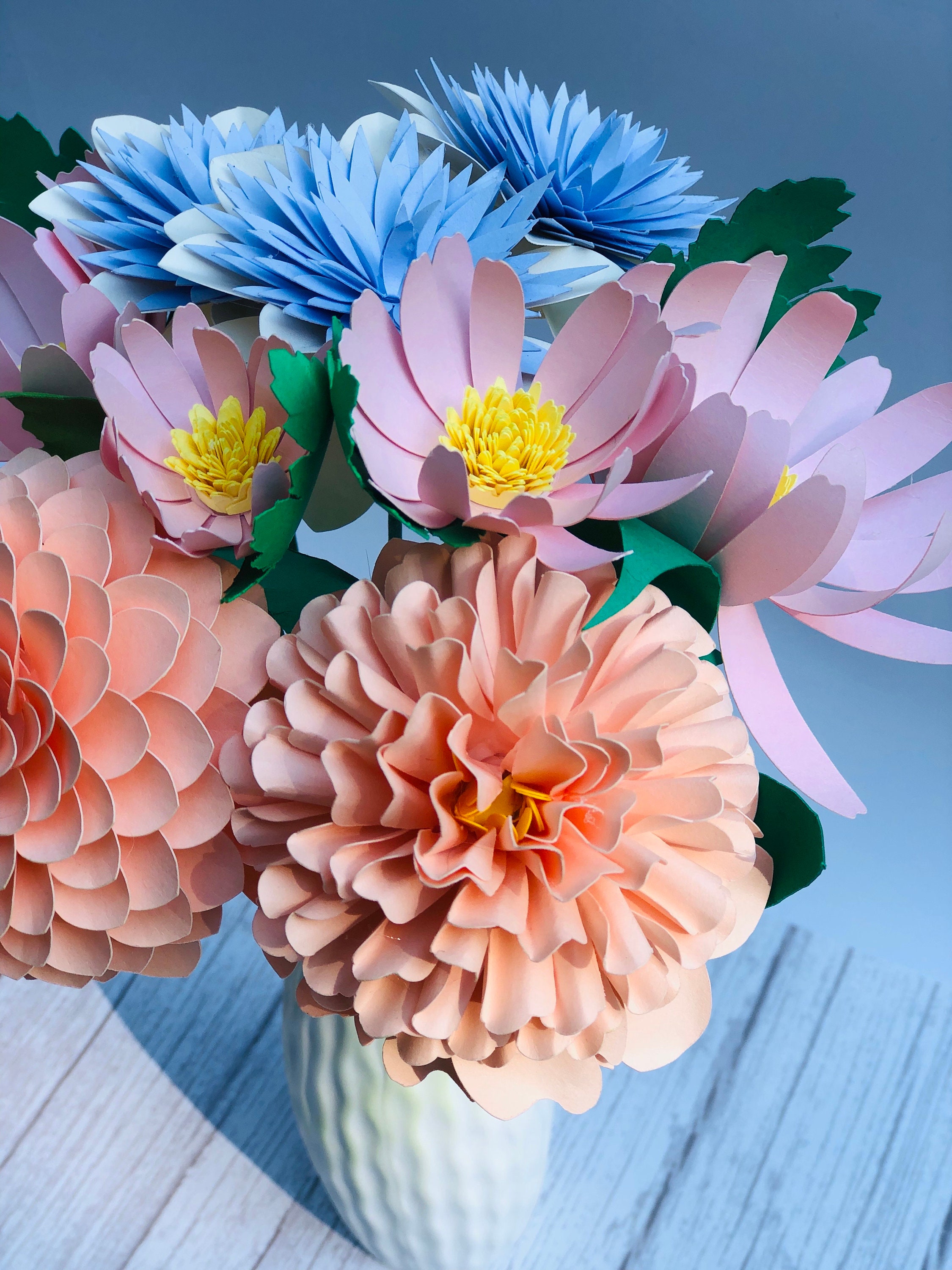 Paper Flower Bouquet With Dahlia, Peony & Daisies, Lavender Peach Pink ...
