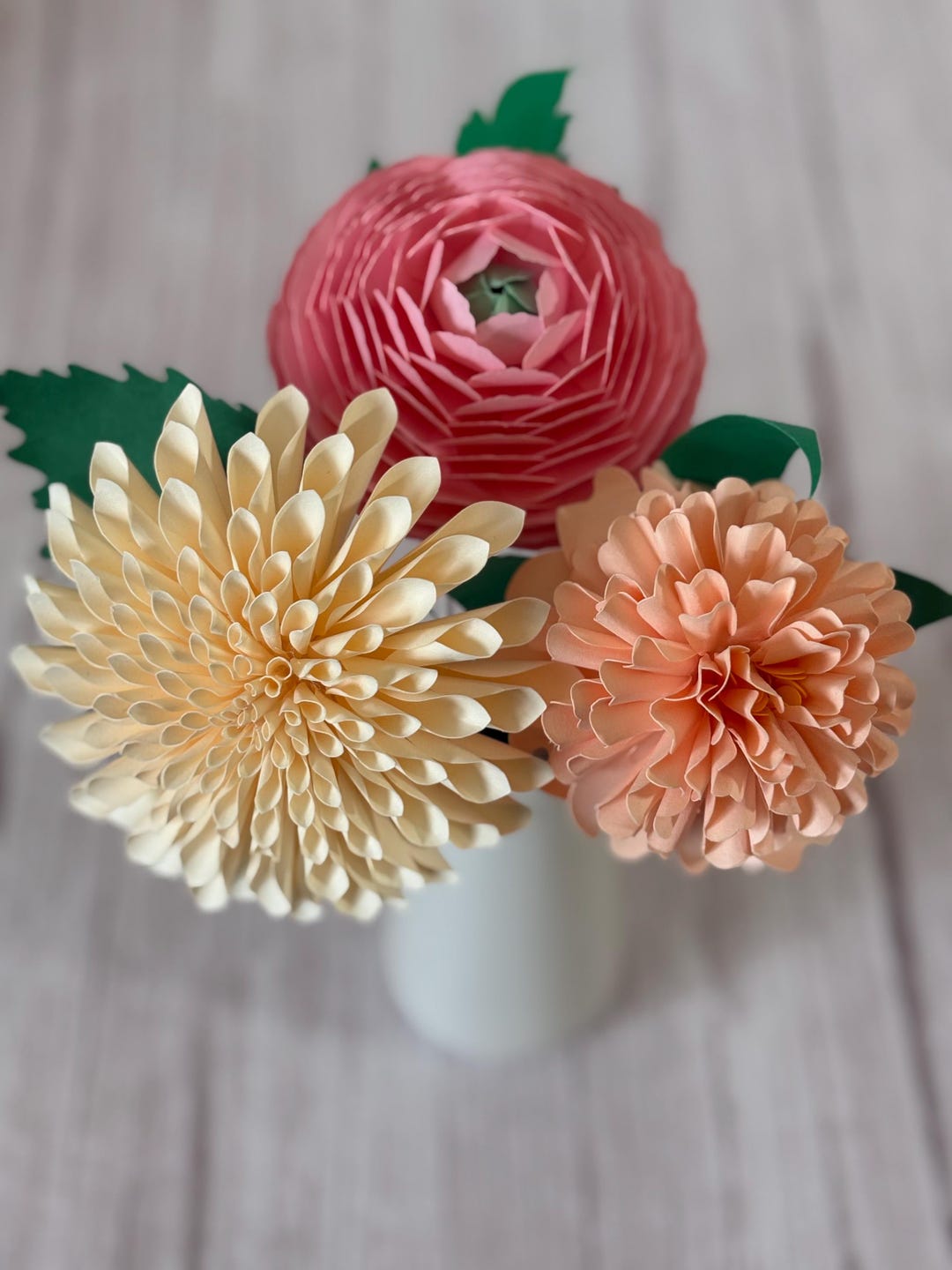 Handmade Paper Flower Bouquet With Dahlia Ranunculus & Peony in Pink ...