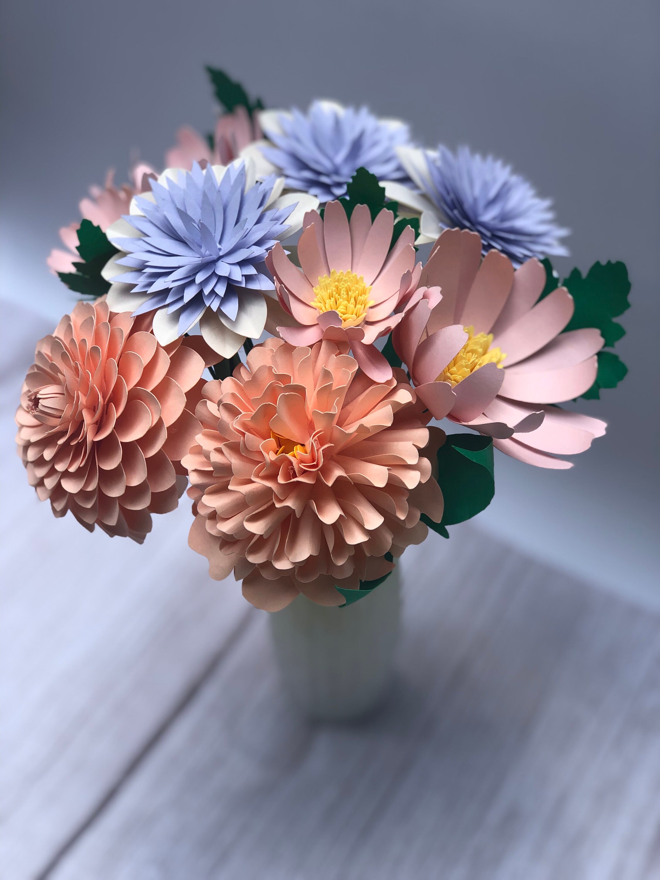 Paper Flower Bouquet With Dahlia, Peony & Daisies, Lavender Peach Pink ...