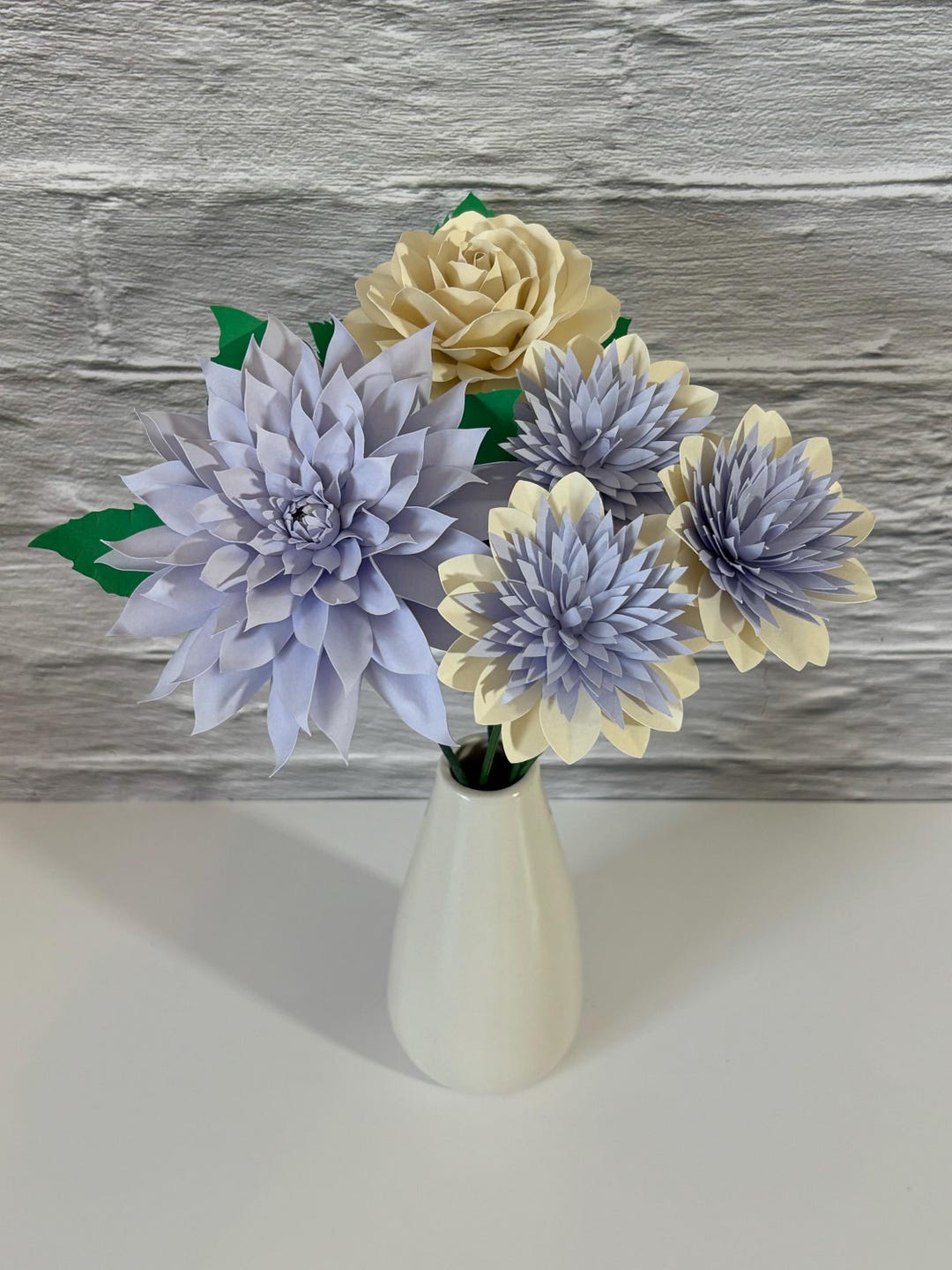 Handmade Paper Flower Bouquet With Dahlia and Rose in Lavender & Cream ...