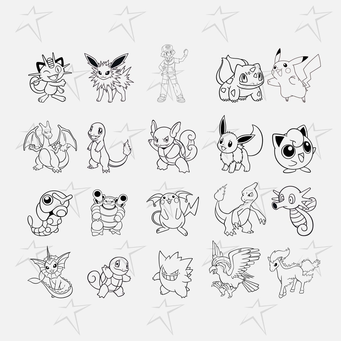 Pokemon Outline SVG PNG DXF. Instant download files for | Etsy