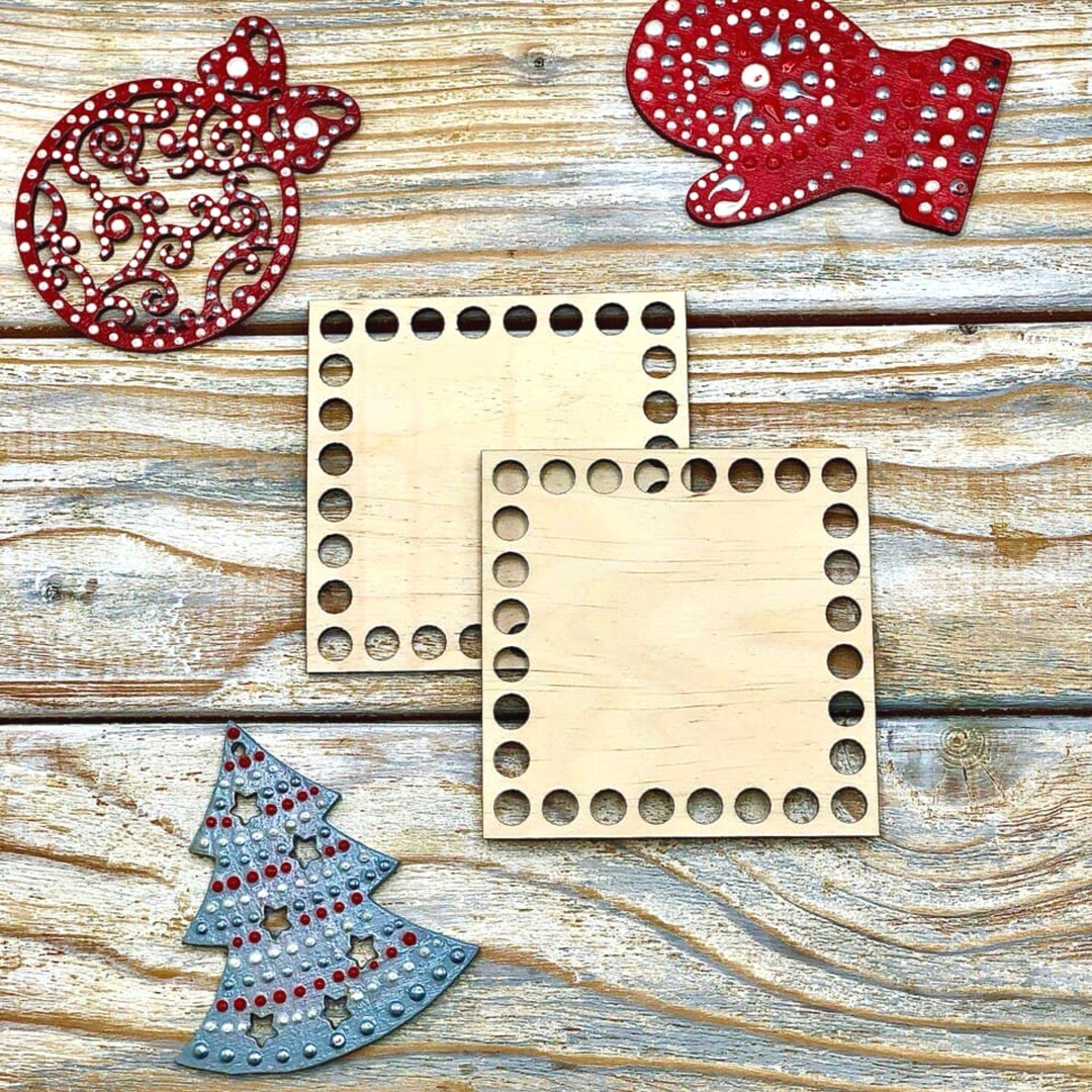 Set of 2 Square Basket Wooden Bottom, Poplar Base for Crocheting ...