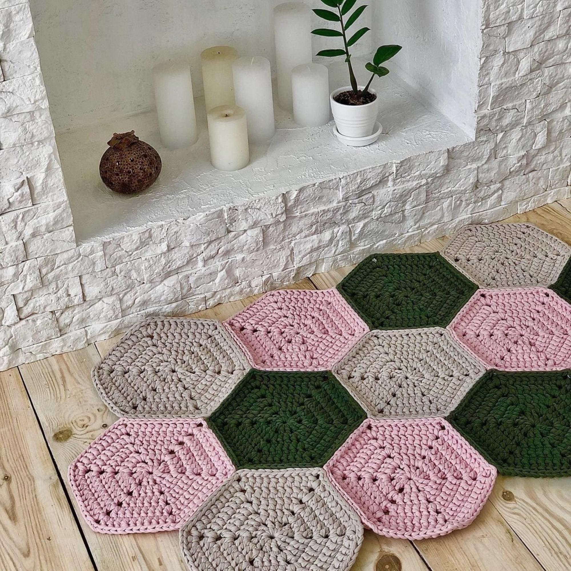 Crochet PDF Pattern Diamond Carpet, T Shirt Yarn Beginner Crochet ...