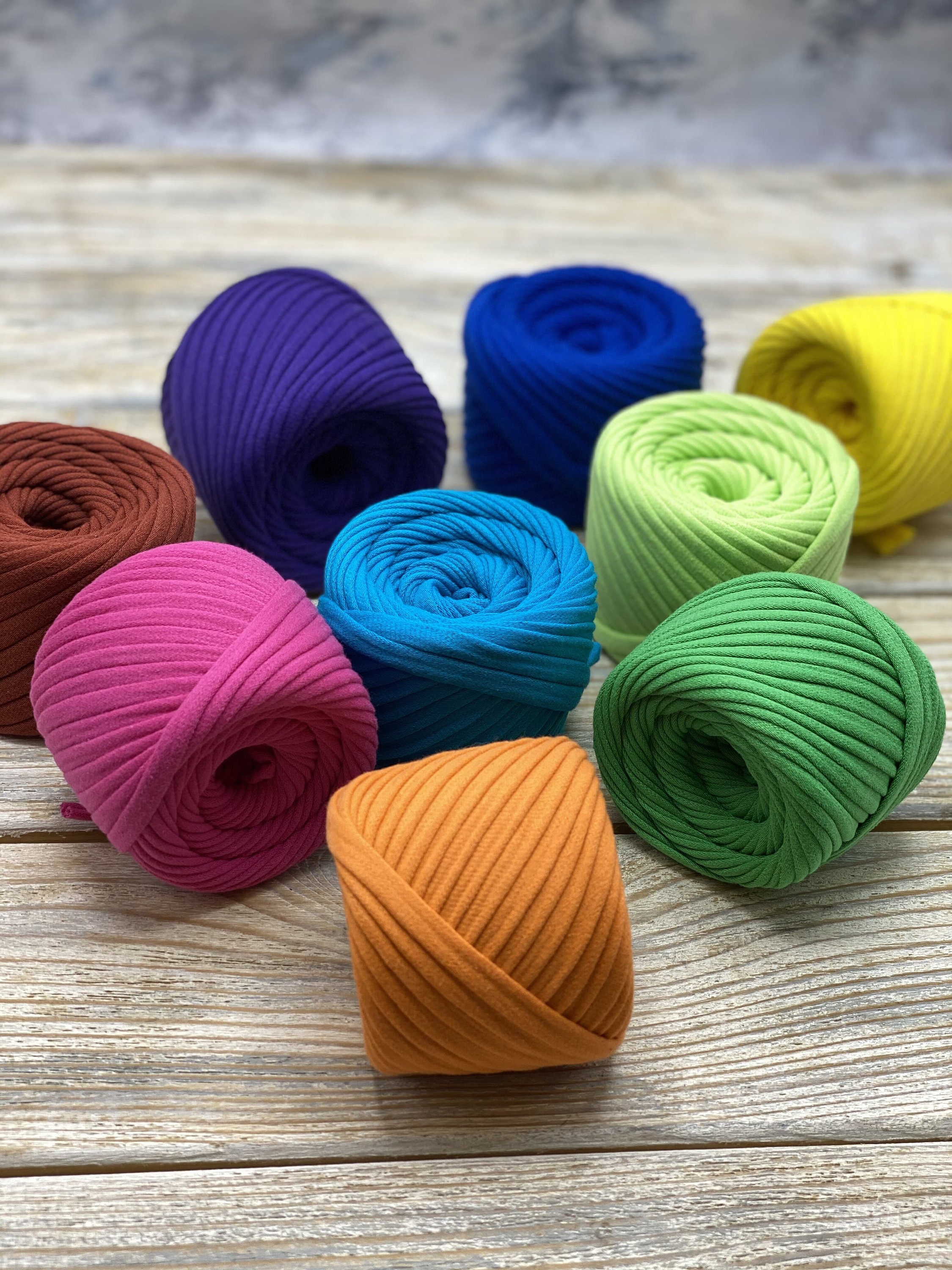 T-shirt Yarn Set for Crochet, Knit, Macrame Projects, Cotton Spaghetti ...