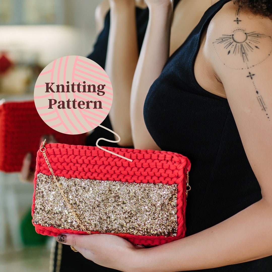DIY Knitted Bag Pattern, PDF T-shirt Yarn Purse Tutorial, Elegant ...