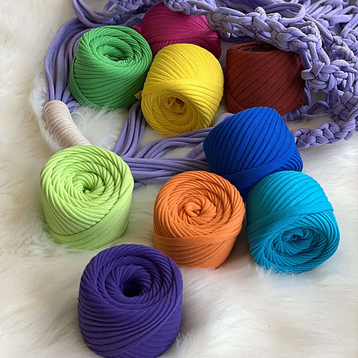 T-shirt Yarn Set for Crochet, Knit, Macrame Projects, Cotton Spaghetti ...