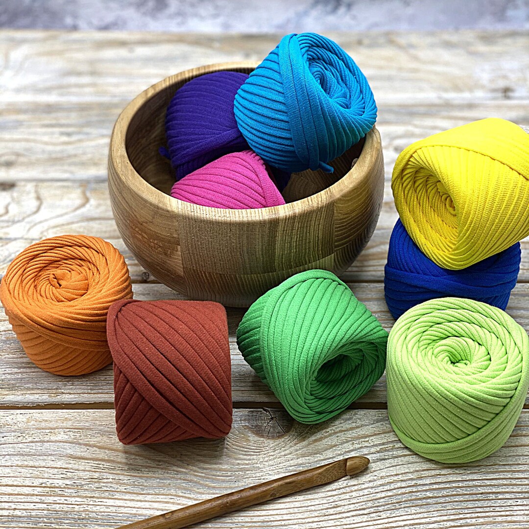 T-shirt Yarn Set for Crochet, Knit, Macrame Projects, Cotton Spaghetti ...