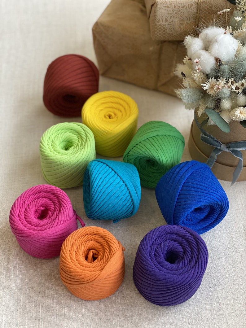 T-shirt Yarn Set for Crochet, Knit, Macrame Projects, Cotton Spaghetti ...